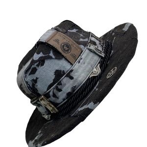Accessories | Customize Patchwork Handmade Backgrey Denim Fedora Hat ...